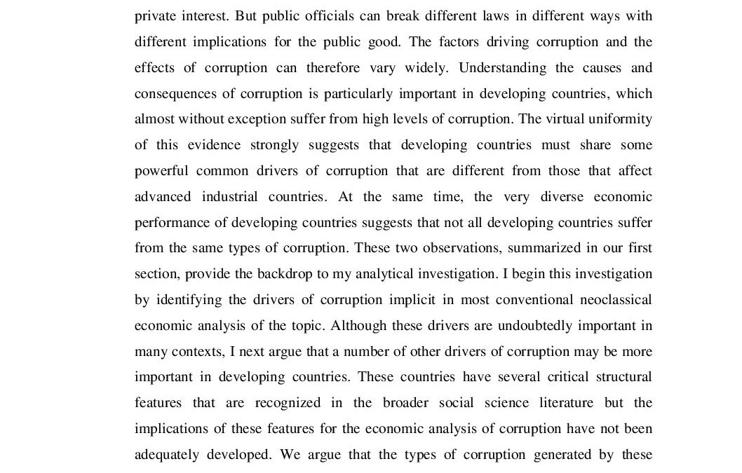 Khan – 2006 – Determinants of Corruption in Developing Countries the Limits of Conventional ...